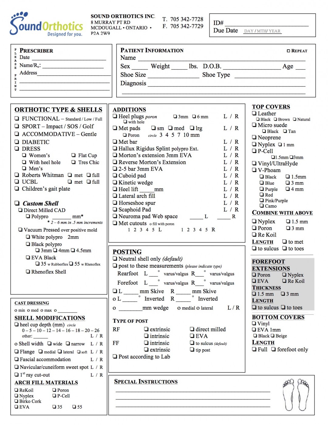 Download Forms for Clinicians | Sound Orthotics