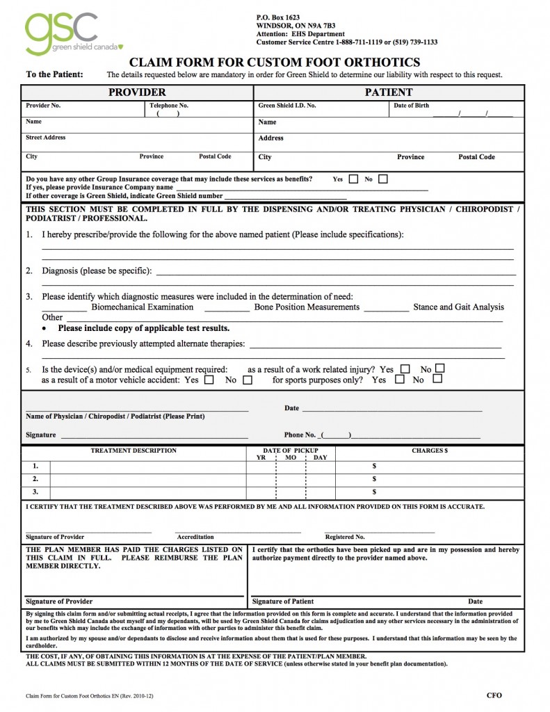Download Forms for Patients | Sound Orthotics